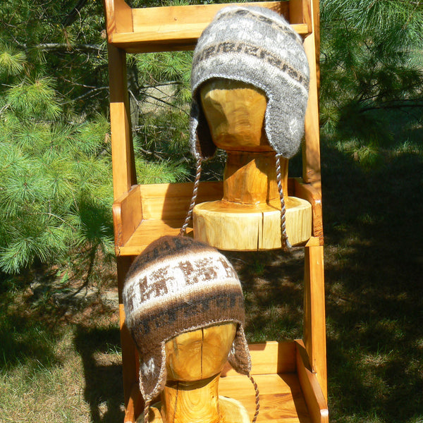 Rustic Double-Knit Reversible Ear Flap Hats - Ballintotas Alpacas