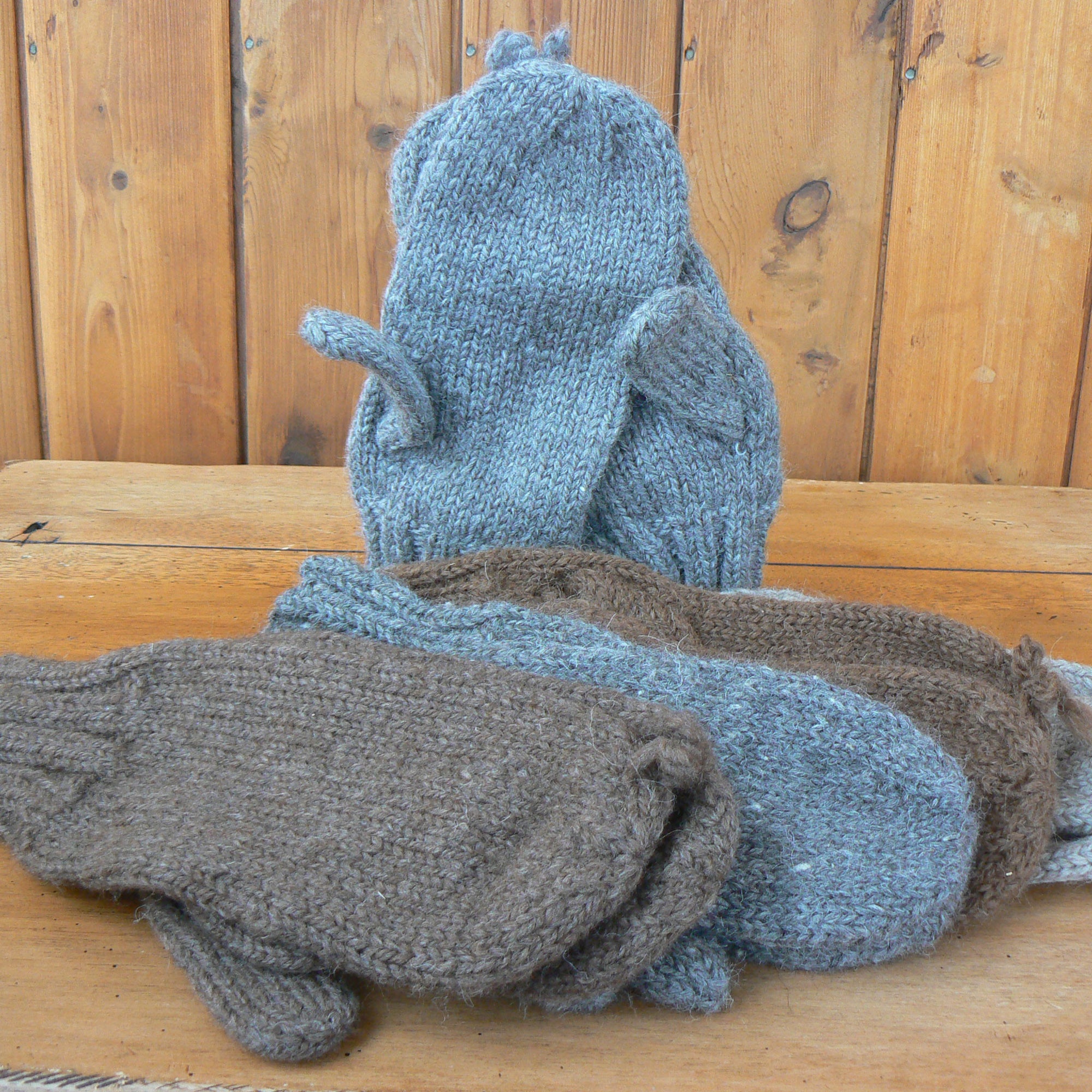 Men’s Extra-Large Double Bulky Hand-Knit Mittens - Ballintotas Alpacas